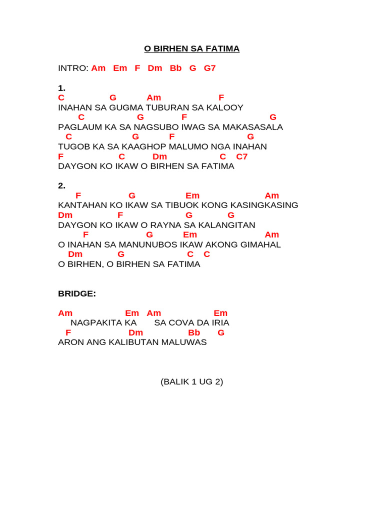 O Birhen Sa Fatima | PDF