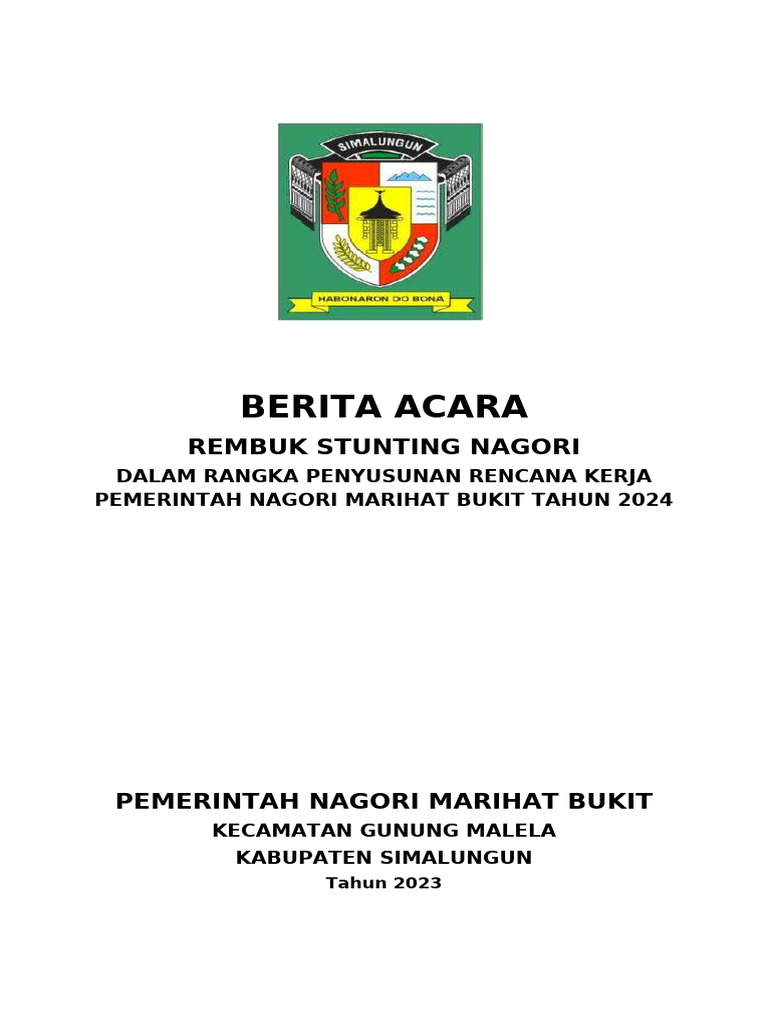 Rembuk Stunting Nagori 2023 Simalungun | PDF