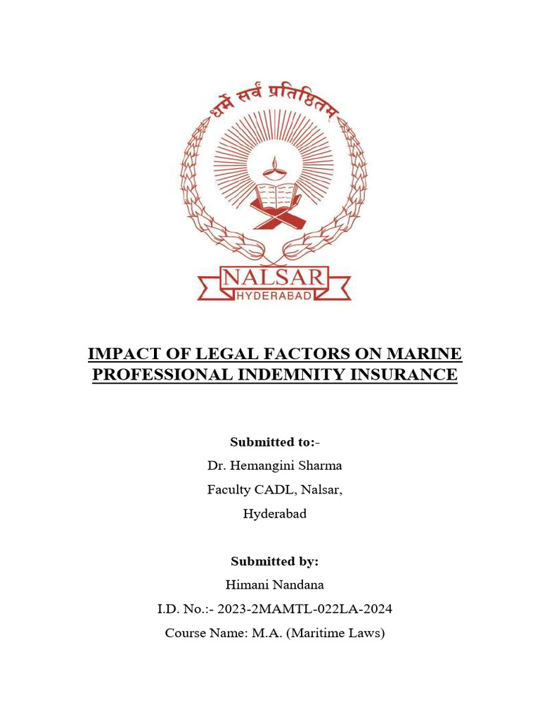 Legal Impact on Marine Indemnity Insurance | PDF | Professional ...