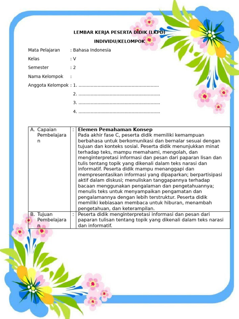 LKPD INDIVIDU - LITERASI Kelompok 3 - Salin | PDF