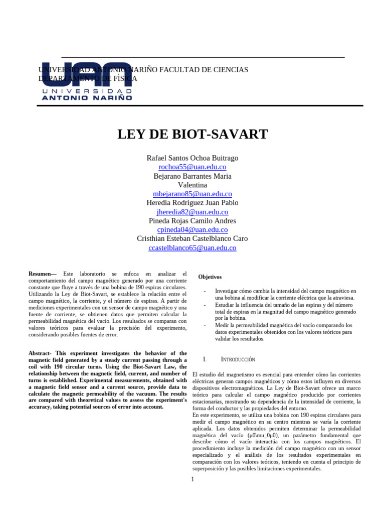 Ley de Biot-Savart | PDF | Corriente eléctrica | Inductor