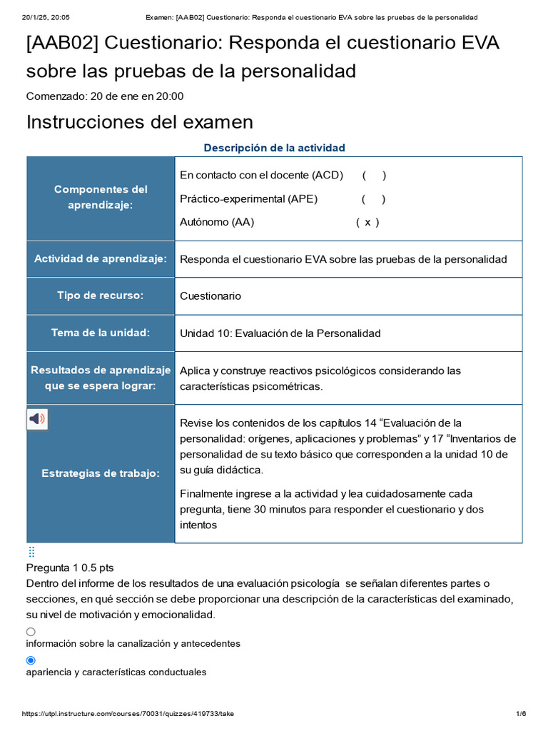 Cuest Psicometria 2do Bi | PDF | Mente | Cuestionario