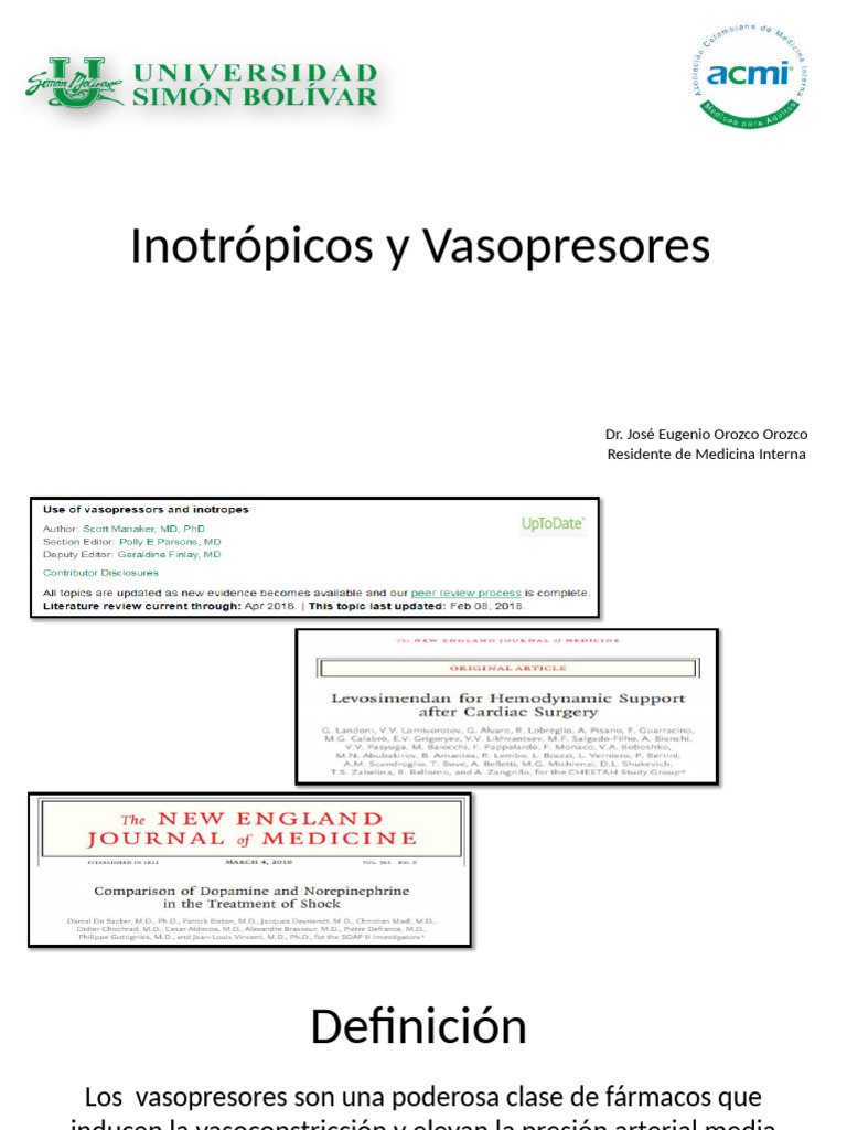 Inotrópicos y Vasopresores | PDF | Angiotensina | Especialidades Medicas