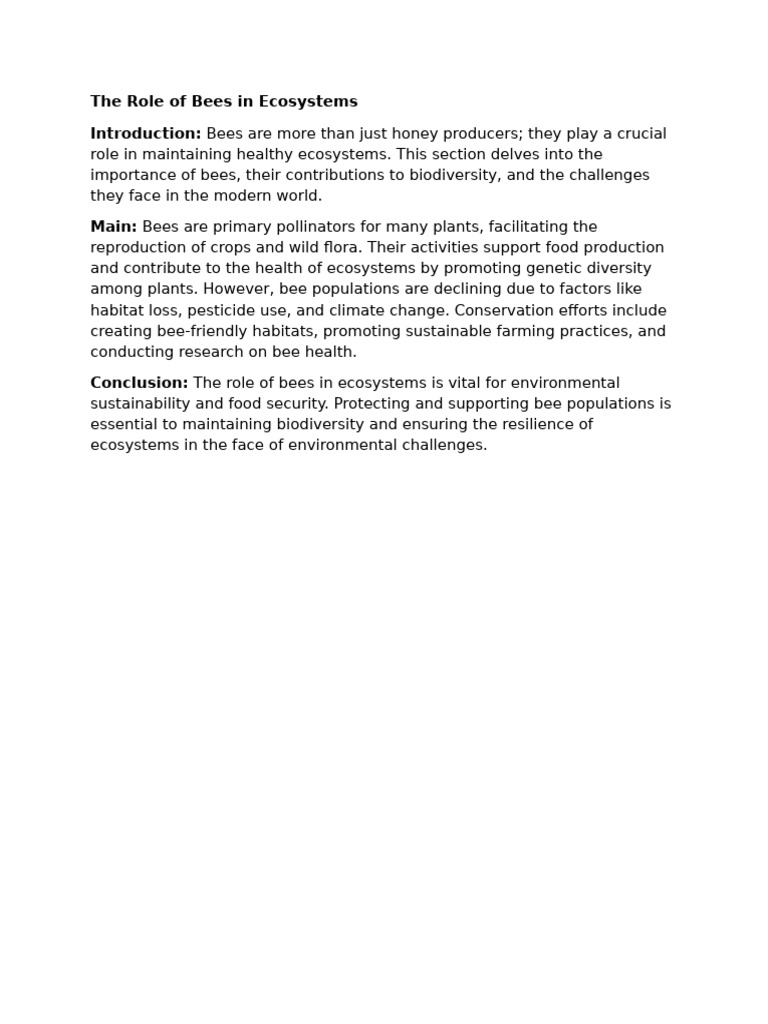 Importance of Bees in Ecosystems | PDF