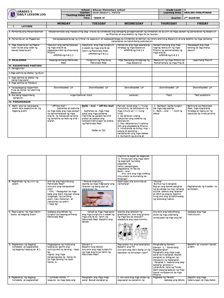 DLL_ARALING PANLIPUNAN 5_Q2_W9 | PDF