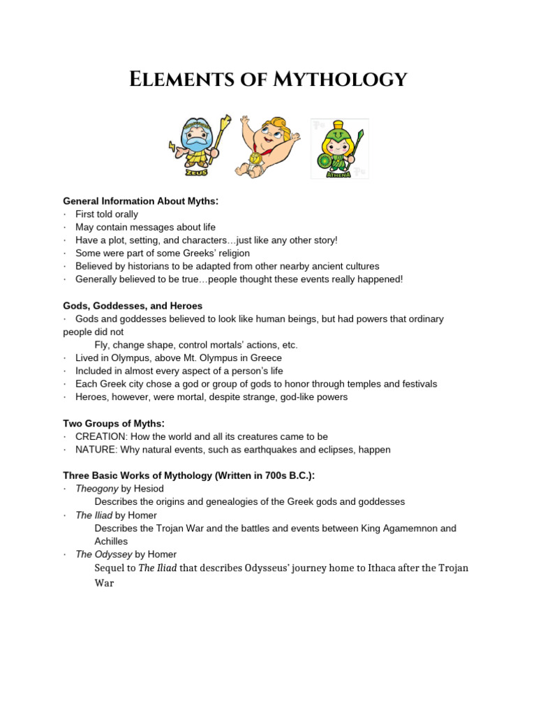 Key Elements of Greek Mythology | PDF