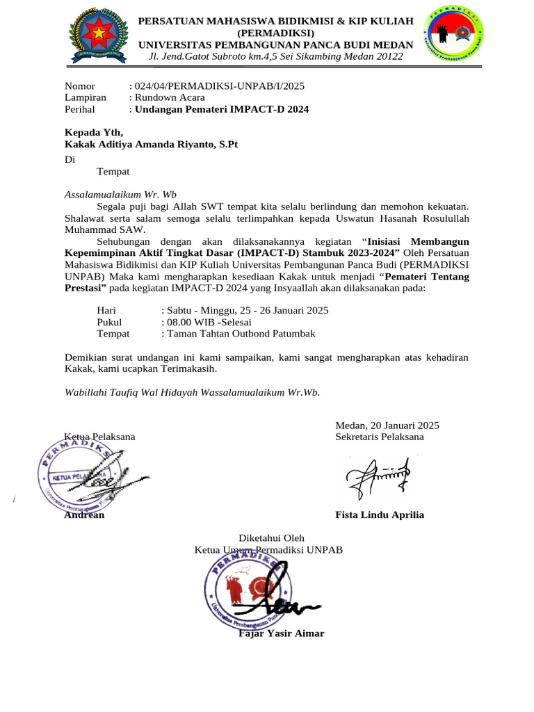 Surat Undangan Abangda Aditiya Amanda Riyanto, S.PT | PDF