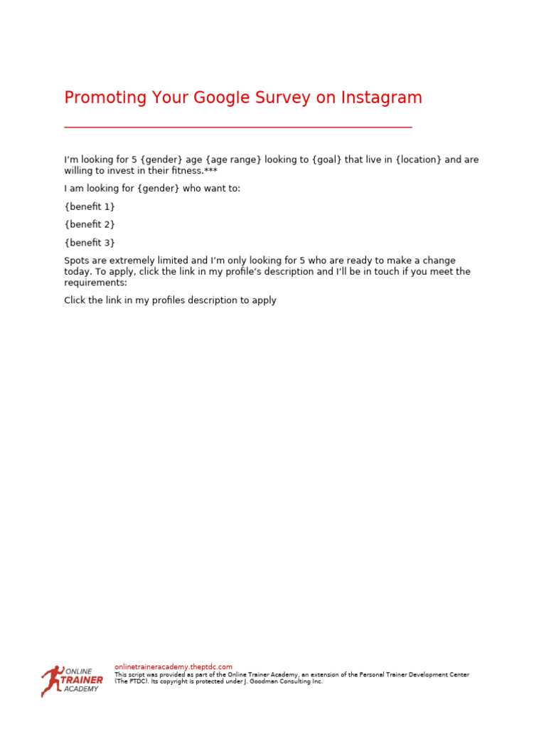 Promoting Your Google Survey On Instagram 1 | PDF