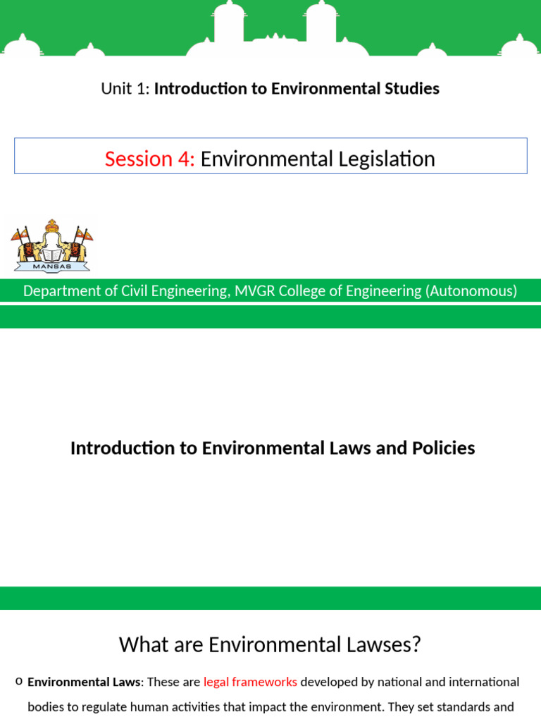 Unit 1 - Session 5 - Environmental Legislation | PDF | Environmental ...