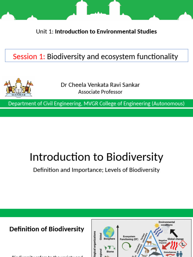 Unit 1_Session 1_Biodiversity and Ecosystem Functionalities | PDF | Biodiversity | Ecosystem