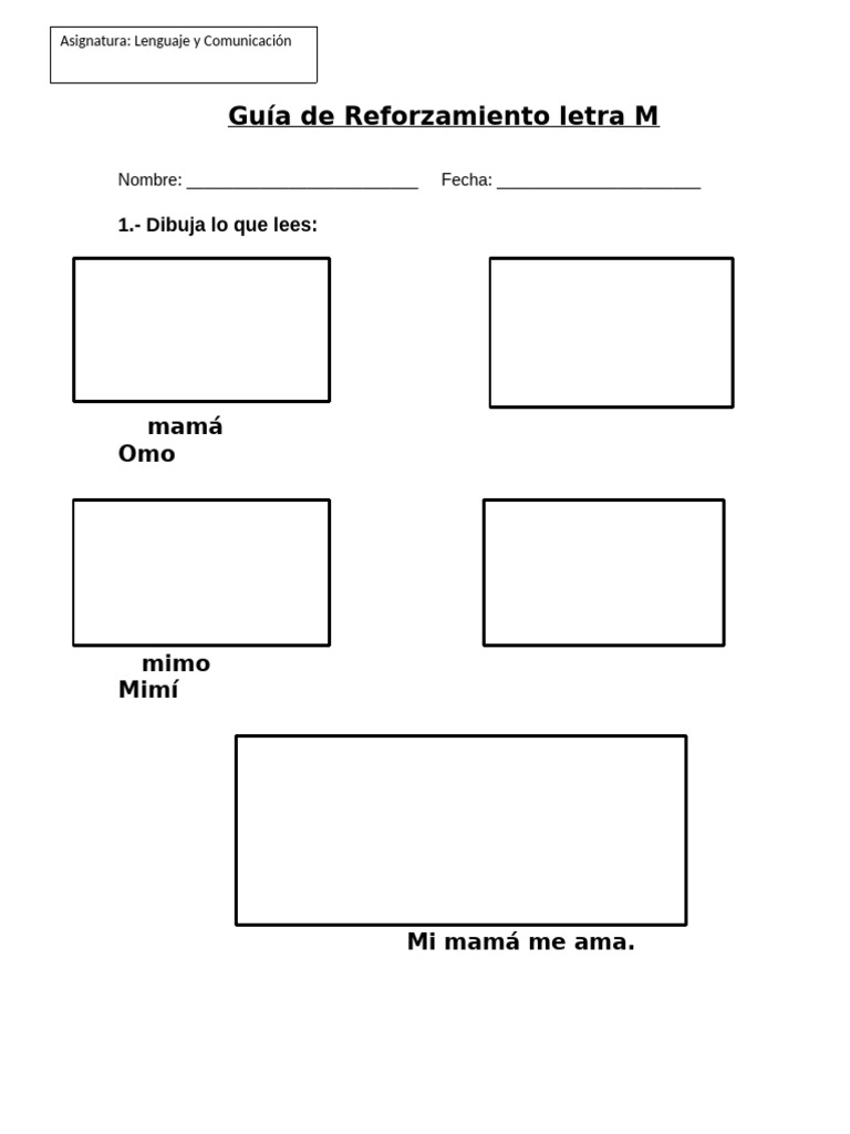 guia de reforzamiento letra m | PDF