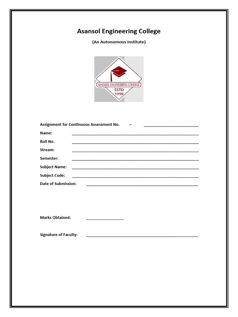 CA Assignment Front Page | PDF