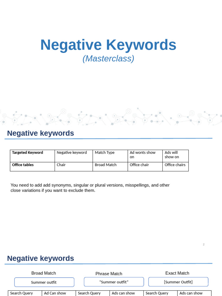 Negative Keywords | PDF