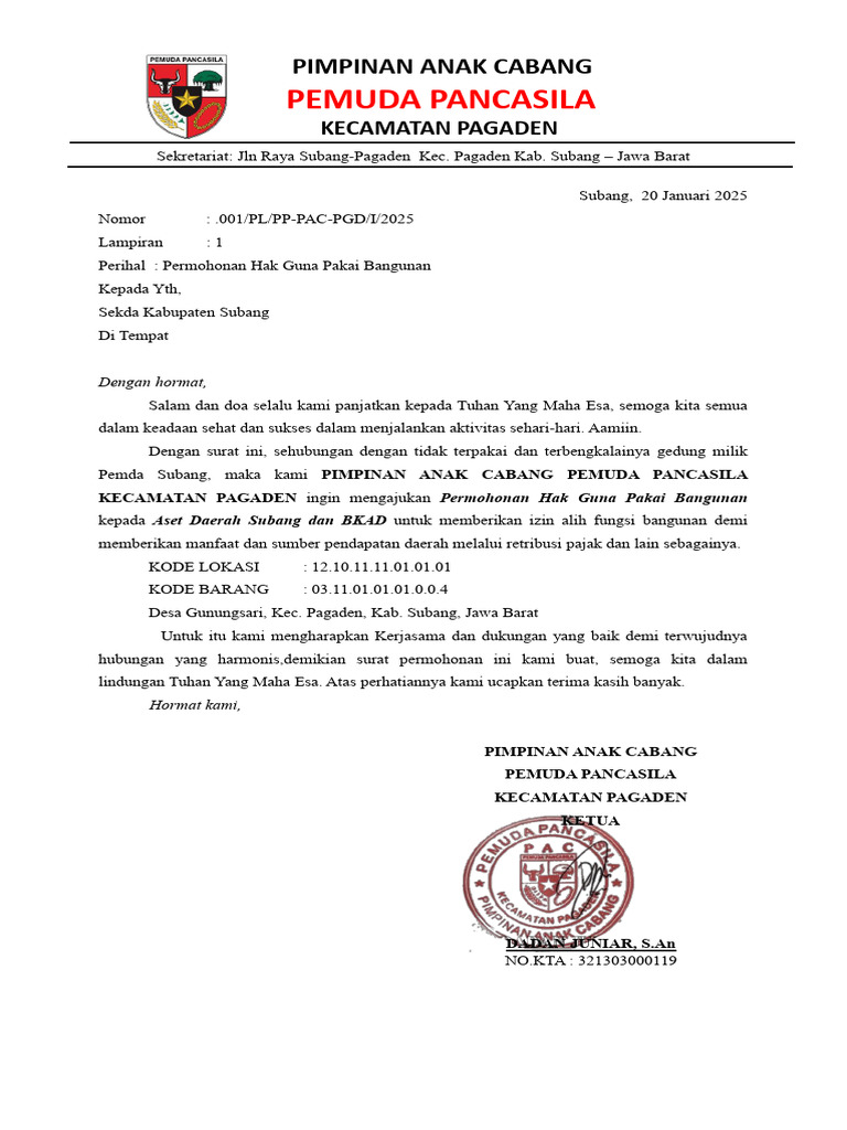 SURAT PERMOHONAN TTD | PDF