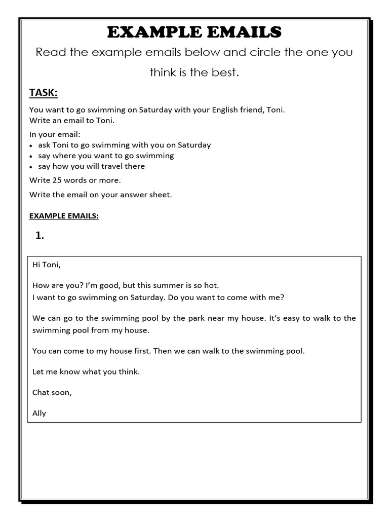 KET Example Emails | PDF