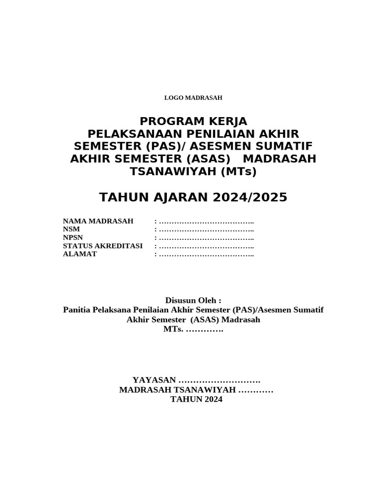 Contoh Program Pas-Asas 2024 | PDF