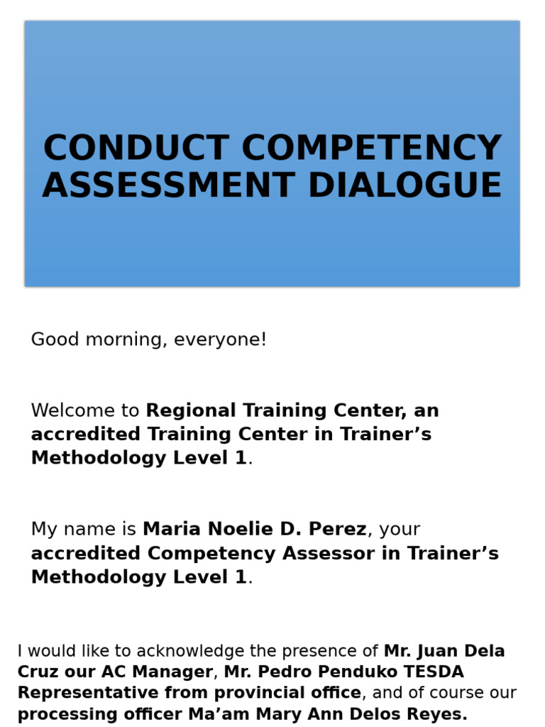 Conduct Competency Assessment Dialogue | PDF | Cognition