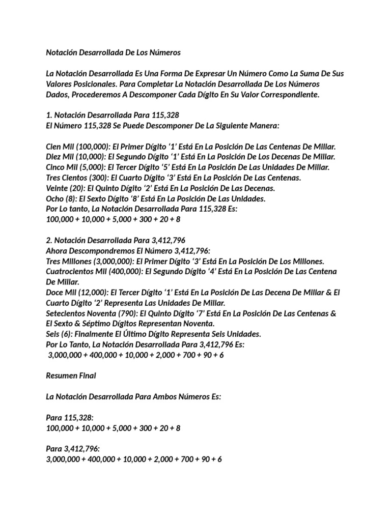 Explicación de Notacion Desarrollada | PDF