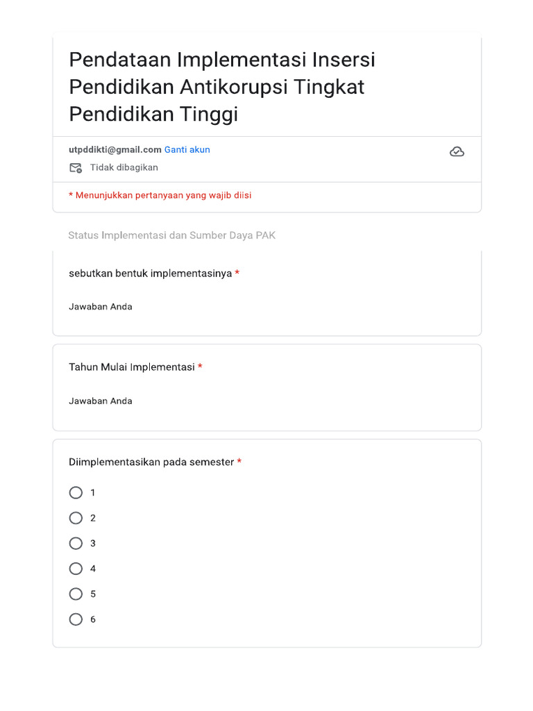 Pendataan Implementasi Insersi Pendidikan Antikorupsi Tingkat ...