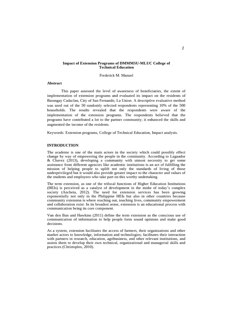 Impact of Extension Programs | PDF | Evaluation | Community