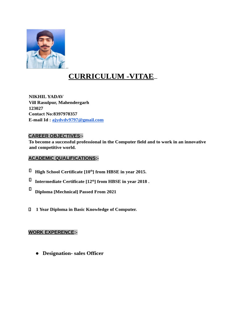 Nikhil CV | PDF