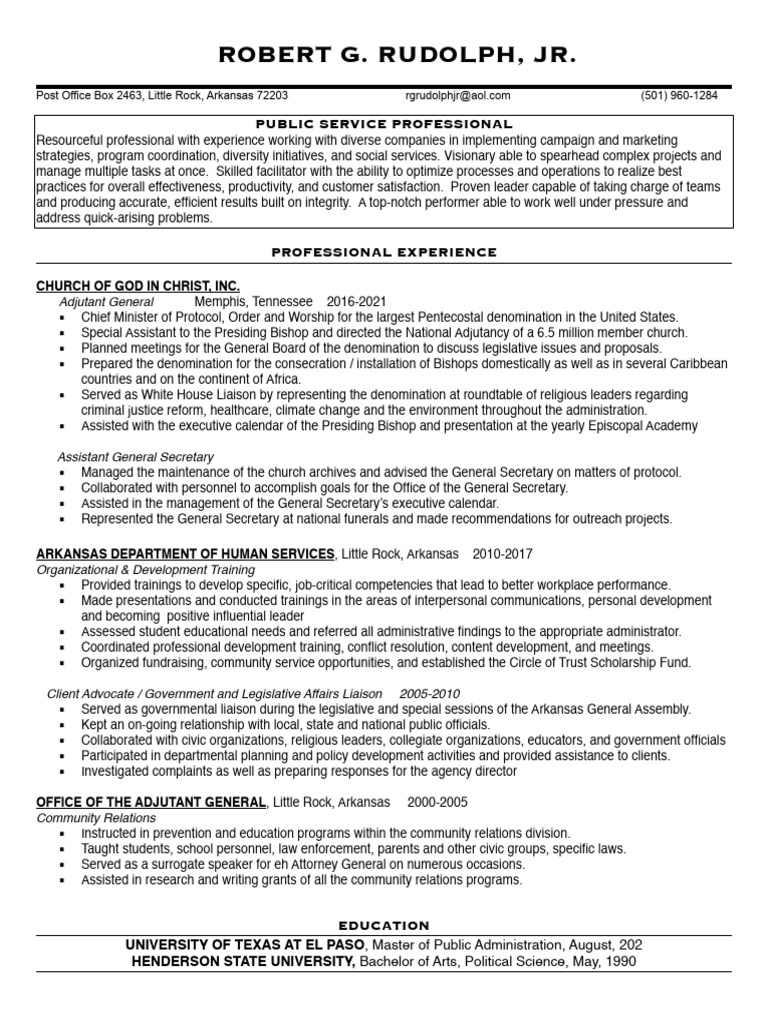6.29.21 Resume - Robert G. Rudolph, Jr. | PDF