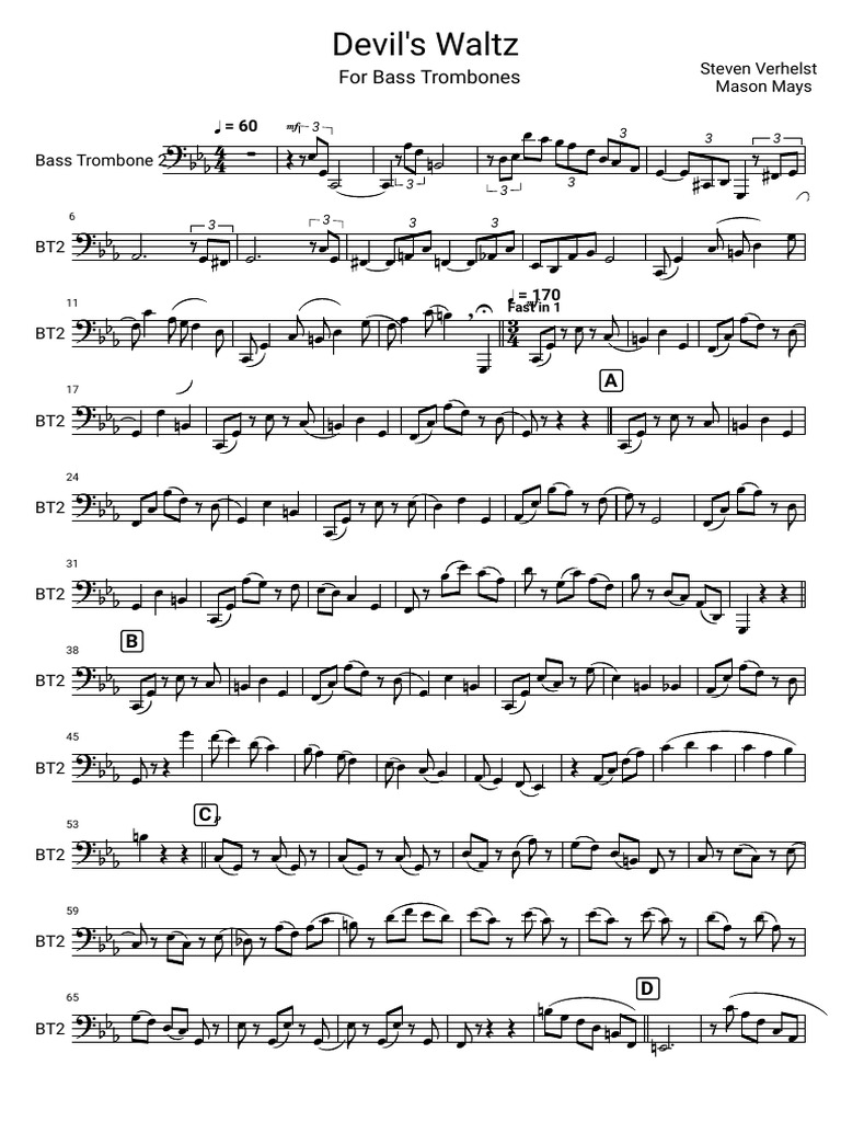Devil's Waltz Bass Trombone 2 | PDF