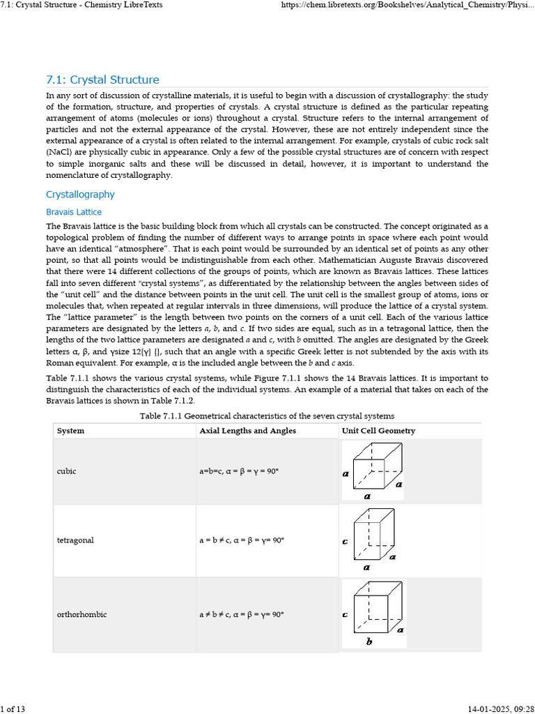 7.1_ Crystal Structure - Chemistry LibreTexts good | PDF | Crystal Structure | Epitaxy