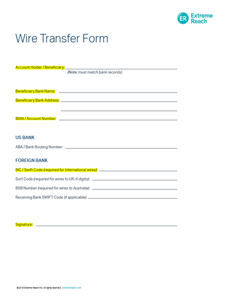Wire Transfer Form Template | PDF