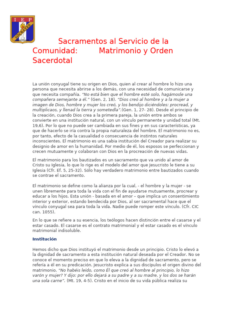 Los Sacramentos de Vocacion y Servicio 5 | PDF | Sacerdote | Cristo (título)