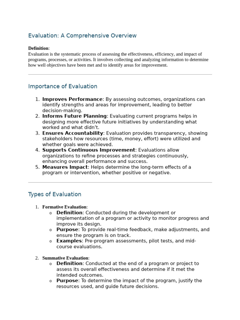 Evaluation | PDF | Evaluation | Educational Assessment