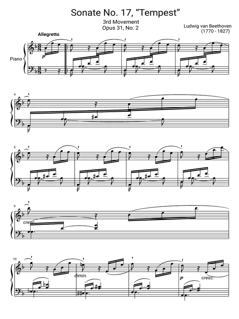Sonate No Tempest RD Movement | PDF | Musical Compositions | Classical ...