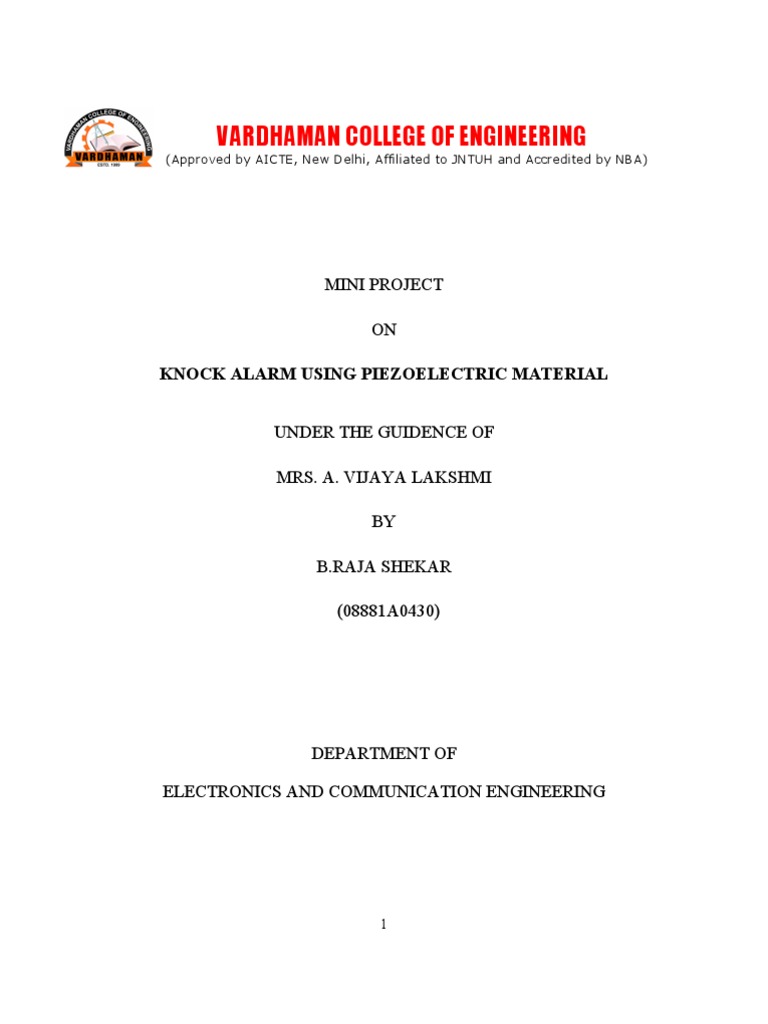Piezoelectric Knock Alarm System | PDF | Bipolar Junction Transistor ...