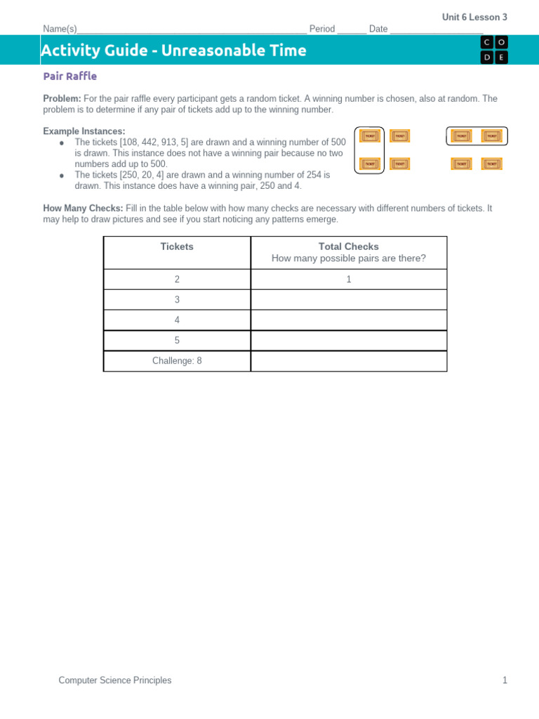 Activity Guide - Unreasonable Time - Unit 6 Lesson 3 | PDF