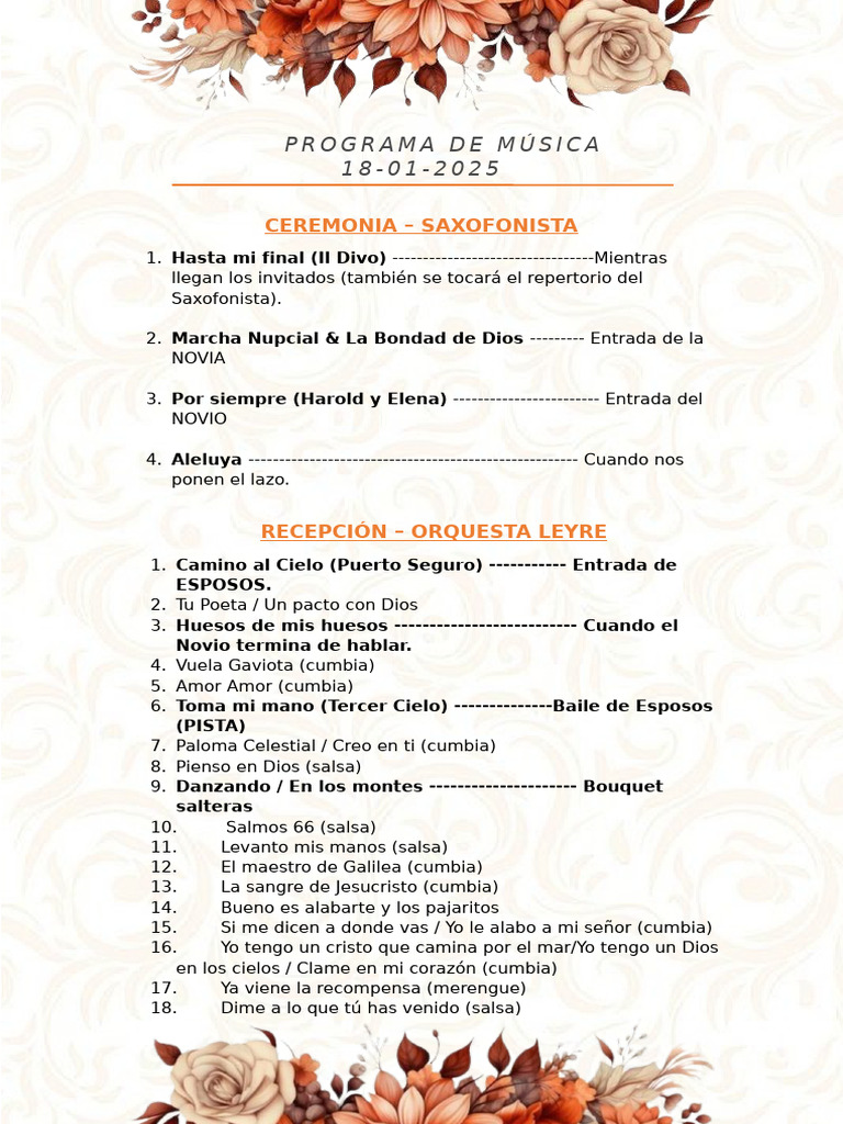 Programa Musical para Ceremonia Nupcial | PDF