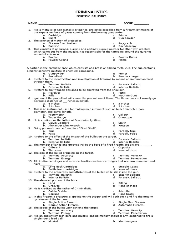 FORENSIC 3 - BALLISTICS | PDF | Firearms | Cartridge (Firearms)