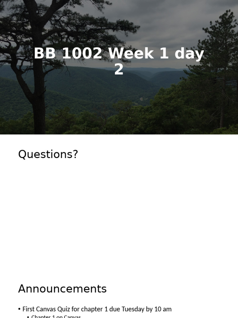 BB 1002 Lecture Day 2 A 2025 | PDF | Deforestation