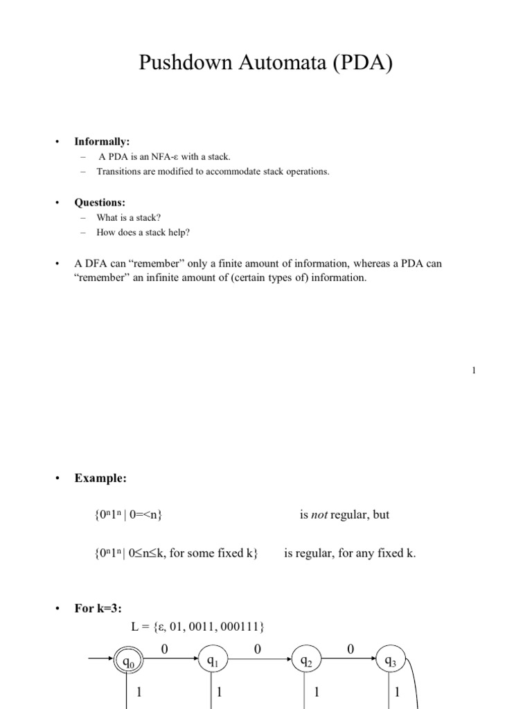 Push Down Automata | PDF | Automata Theory | Formalism (Deductive) Push Down Automata | PDF | Automata Theory | Formalism (Deductive)