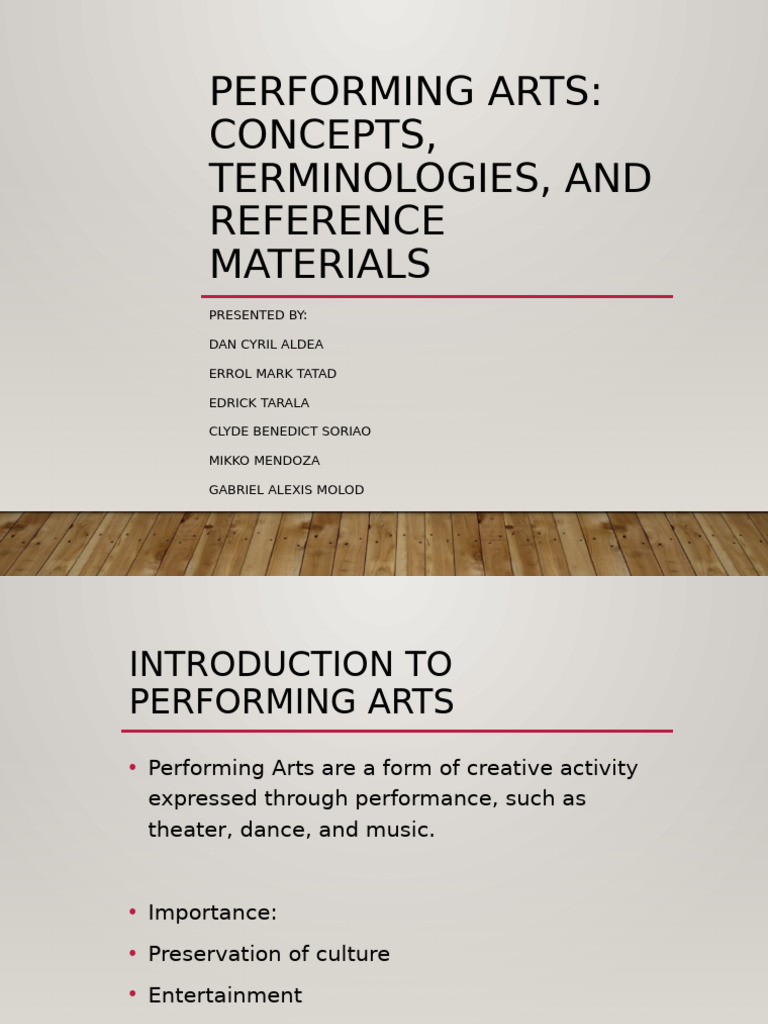 Introduction to Performing Arts Concepts | PDF | Performing Arts | The Arts