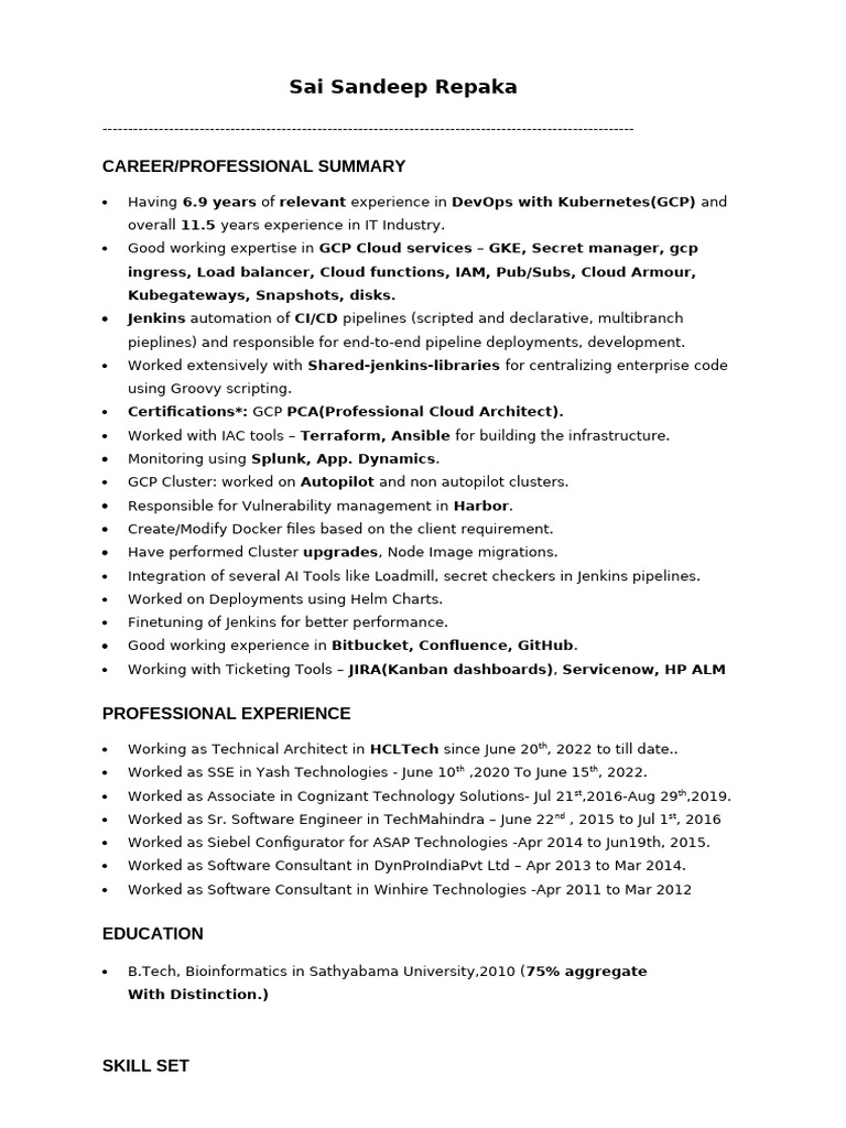 DevOps & GCP Kubernetes Expert Profile | PDF | Computing | Information ...
