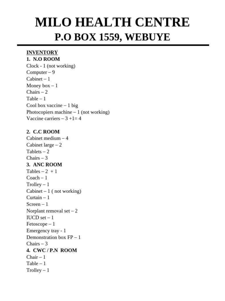 Milo inventory | PDF