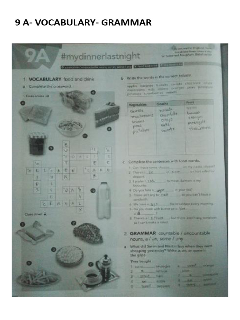 Workbook - 9a - Vocabulary and Grammar, Karla Vasquez Espinoza | PDF