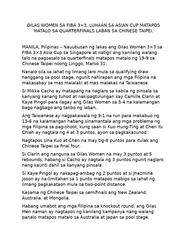 Sports News Filipino - Sample | PDF