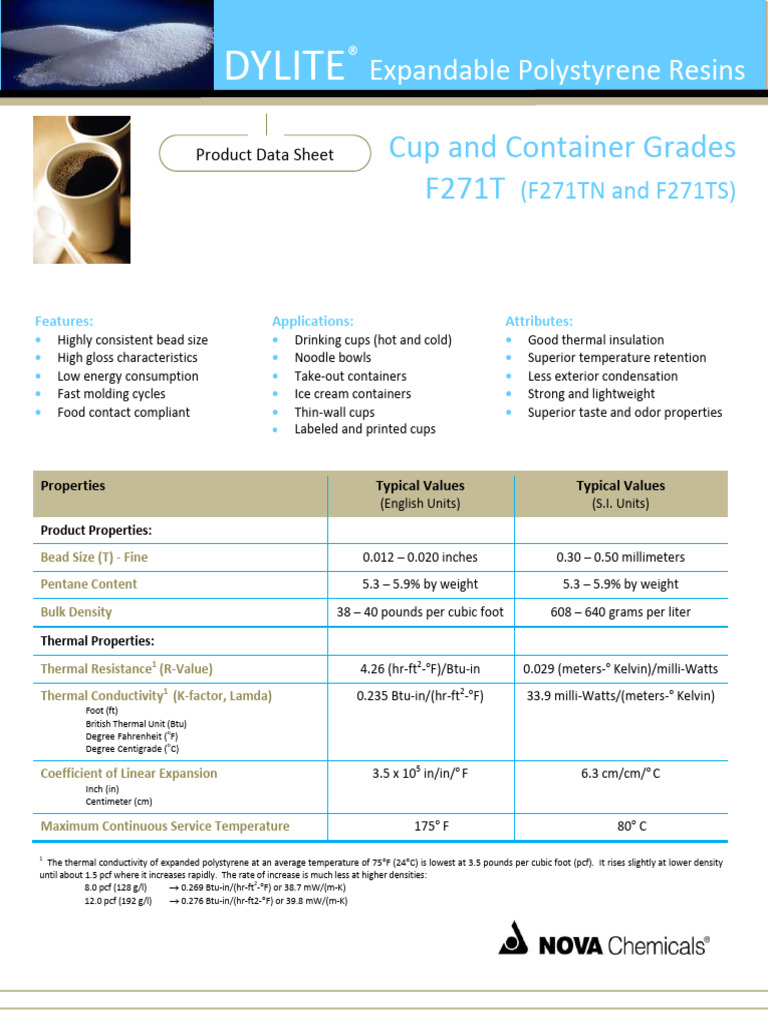 DYLITE F271T ProdDataSheet 062010eng | PDF | Polystyrene | Materials