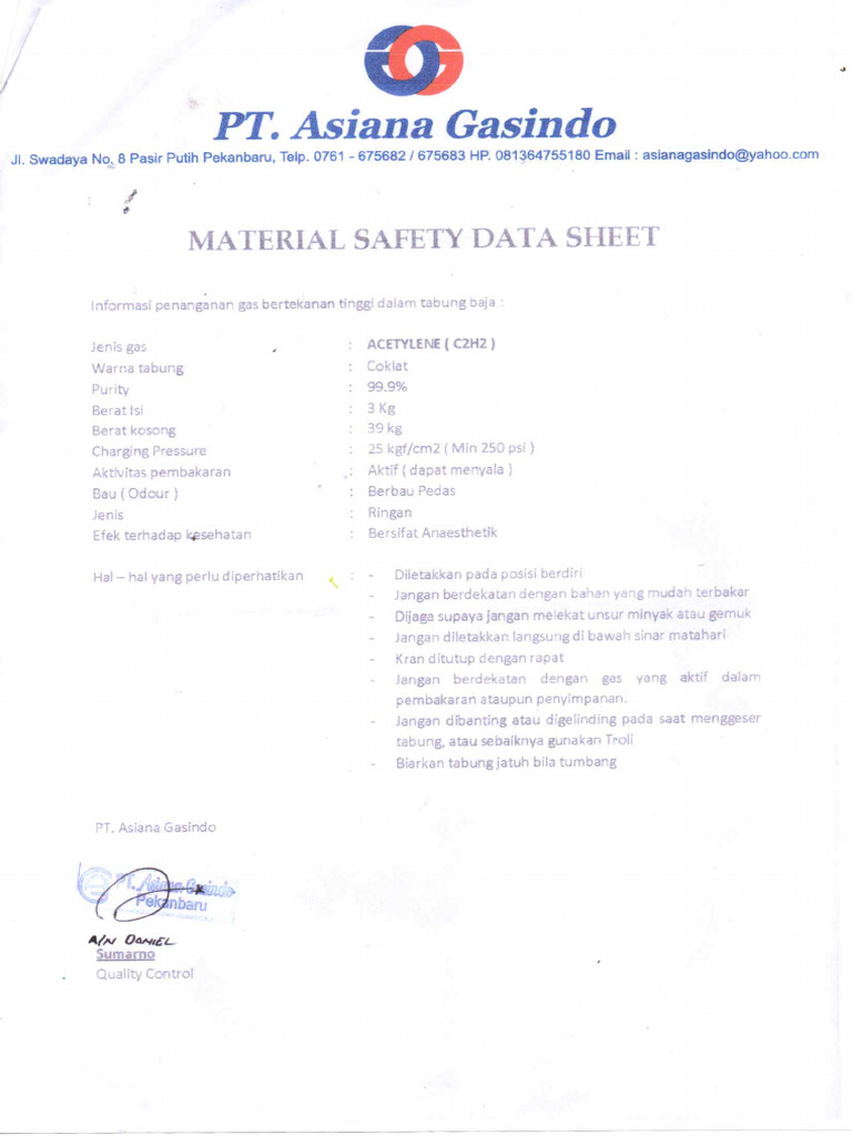 MSDS Acetylene (C2H2) | PDF