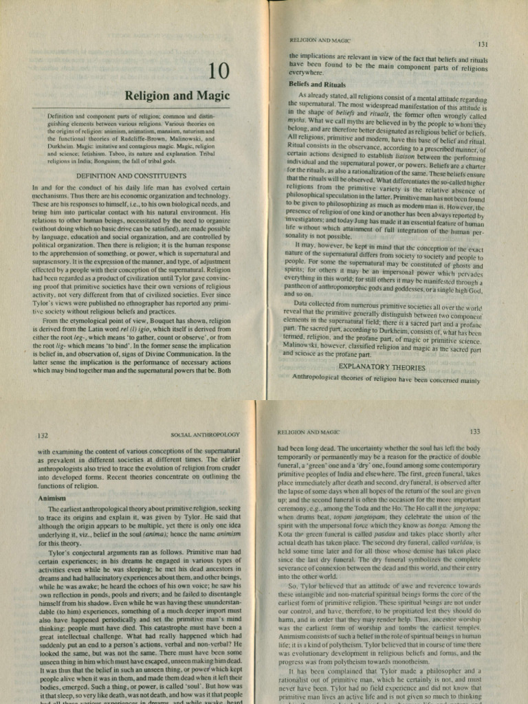Majumdar Ch10 - Religion Magic | PDF