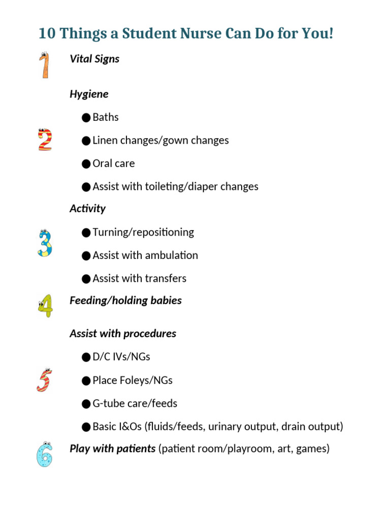 10 Things A Student Nurse Can Do For You | PDF