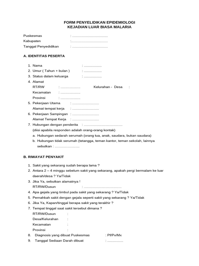 Form Pe Malaria | PDF