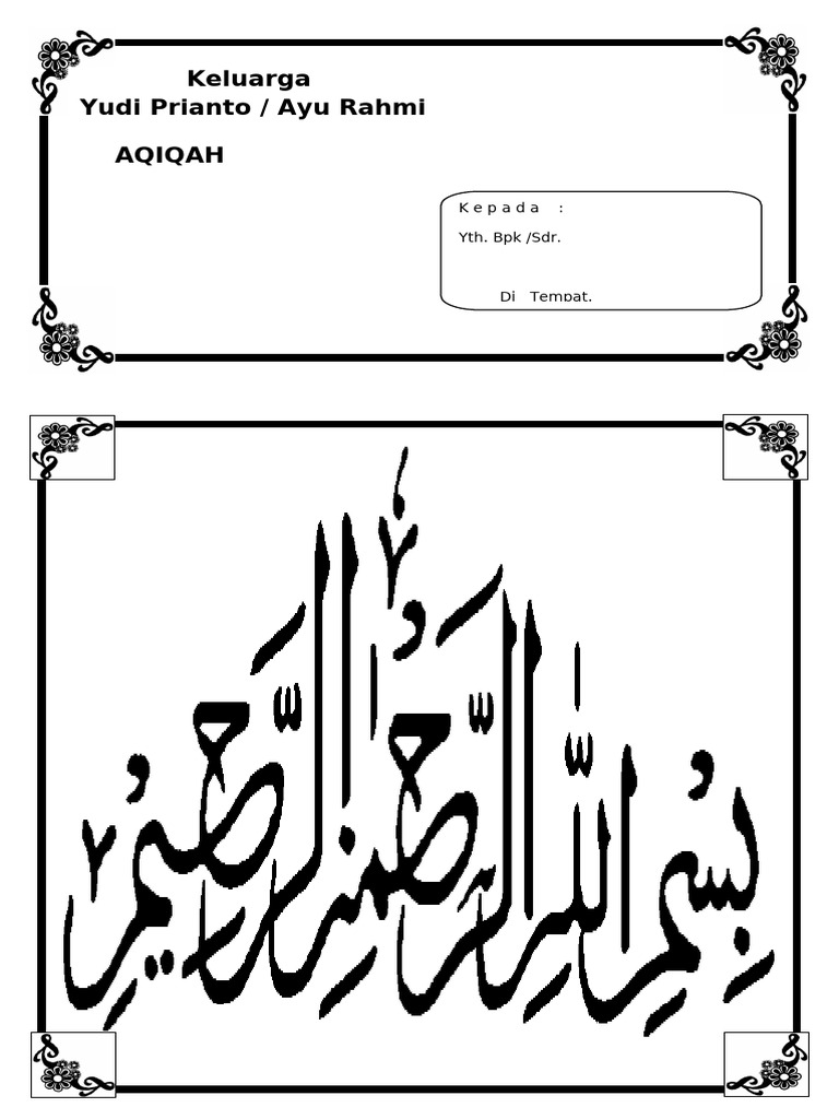 Undangan Walimatul Aqiqah - Folio | PDF