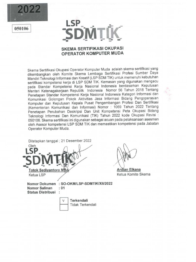Operator Komputer Muda LSP SDM TIK | PDF